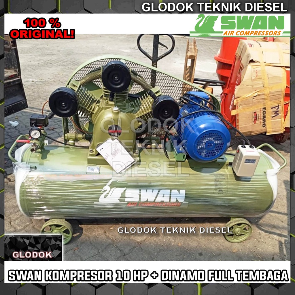 Jual SWAN Air Compressor 10 HP + Dinamo Electro Motor KOMPRESOR ANGIN ...