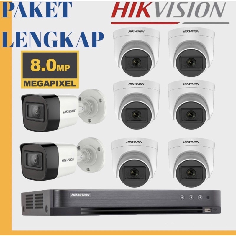 Jual PAKET KAMERA CCTV HIKVISION 8 CAMERA 8mp 8 CH CHANNEL FULL HD ...