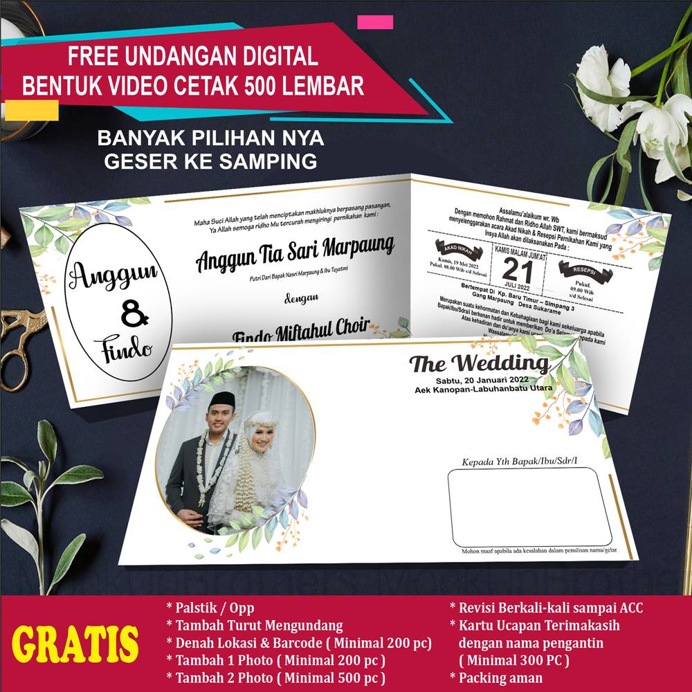 Jual Surat Undangan Undangan Pernikahan Foto Undangan Nikahan Estetik ...