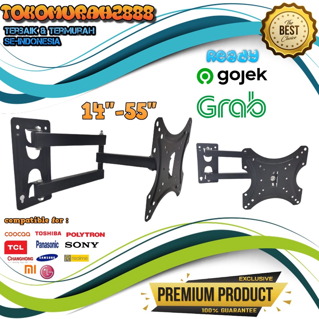 Jual BRACKET TV PREMIUM/ BRACKET SWIVEL TV LED 14 17 19 20 22 24 27 32 ...