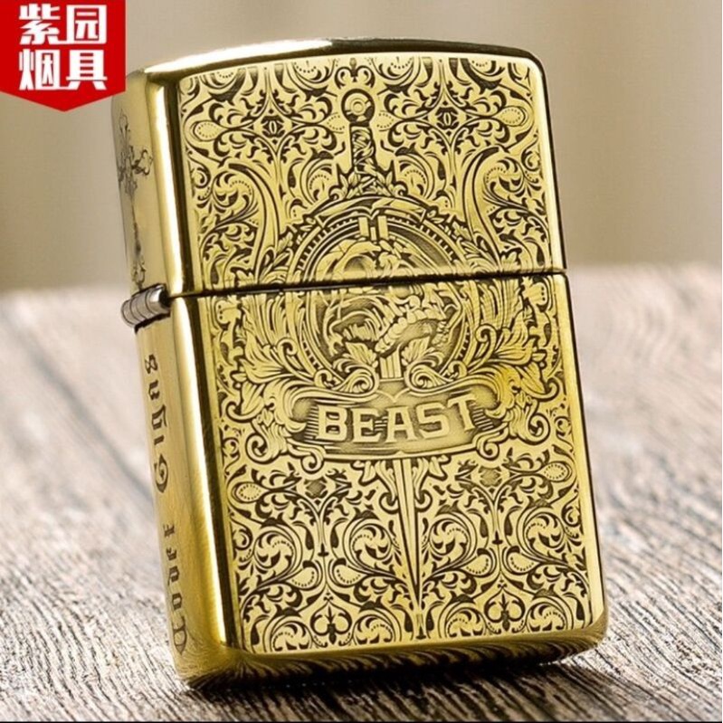 Jual Zippo gold motif grafir beast full body 5 sisi original ping sound. | Shopee Indonesia