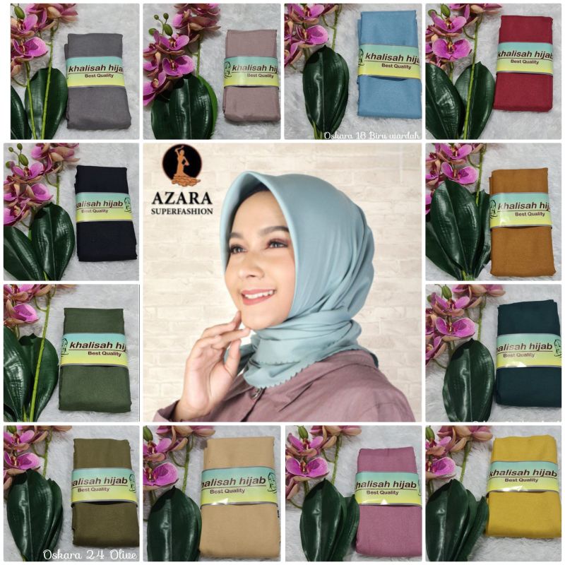 Jual jilbab polos azahra oscara lc uk 110x110 terlaris | Shopee Indonesia
