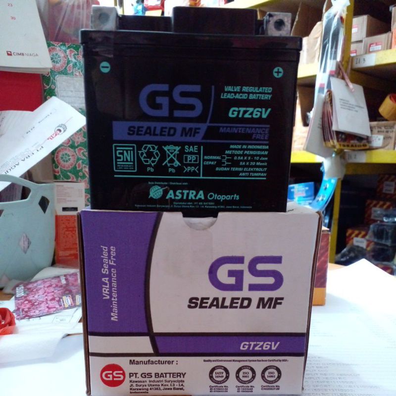 Jual Aki accu kering GTZ 6V GS Astra 6 amper | Shopee Indonesia