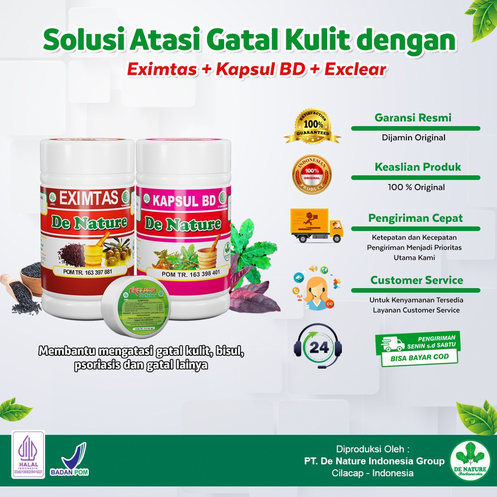 Jual Obat Gatal Kulit Herbal EXSIMTAS KAPSUL BD EXCLEAR De Nature ...