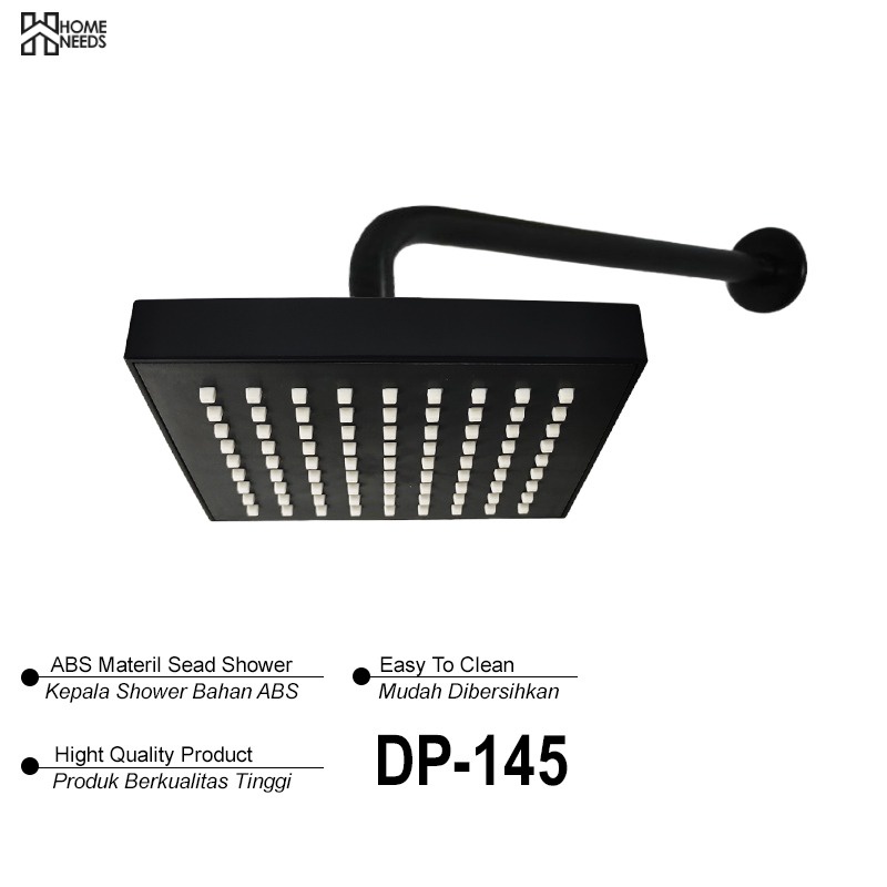 Jual Homeneeds Kepala Shower Mandi Bentuk Kotak Hitam / Head Shower DP-145 | Shopee Indonesia