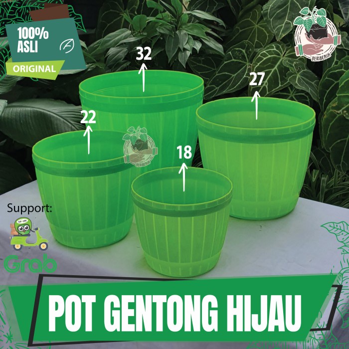 Jual Pot Taman Plastik Motif Gentong Hijau Pot Bunga Tanaman Hias ...