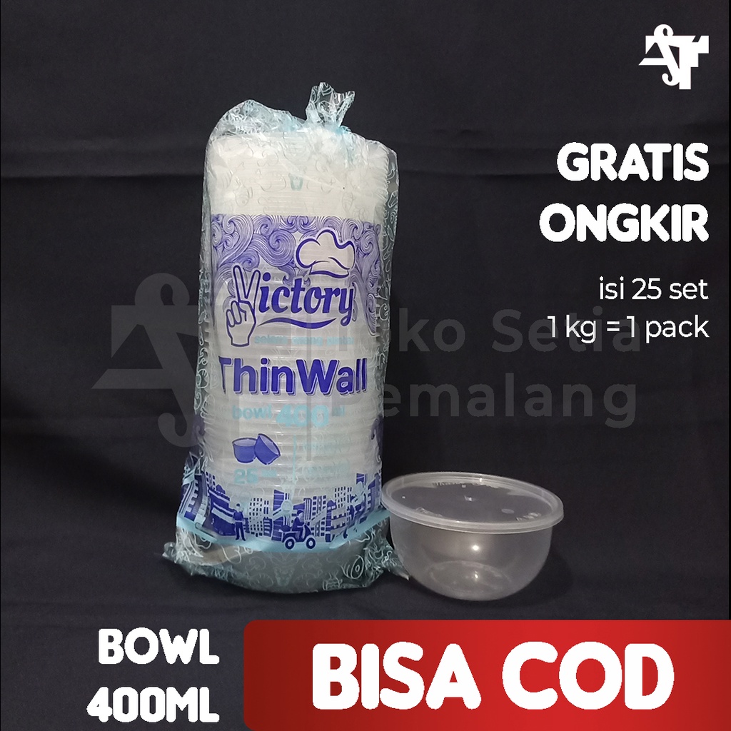 Jual Thinwall 400ml Bulat Mangkok plastik Cup Puding Tempat Bubur Wadah ...