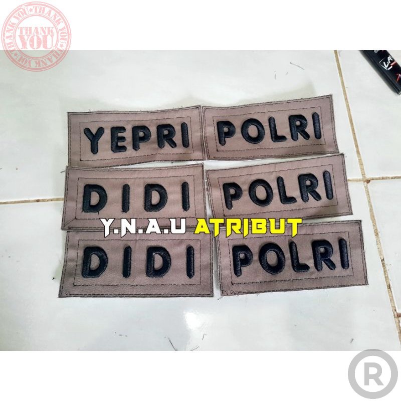 Jual ATRIBUT PDL POLRI / TULISAN POLRI BORDIR TIMBUL DAN NAMA BORDIR ...