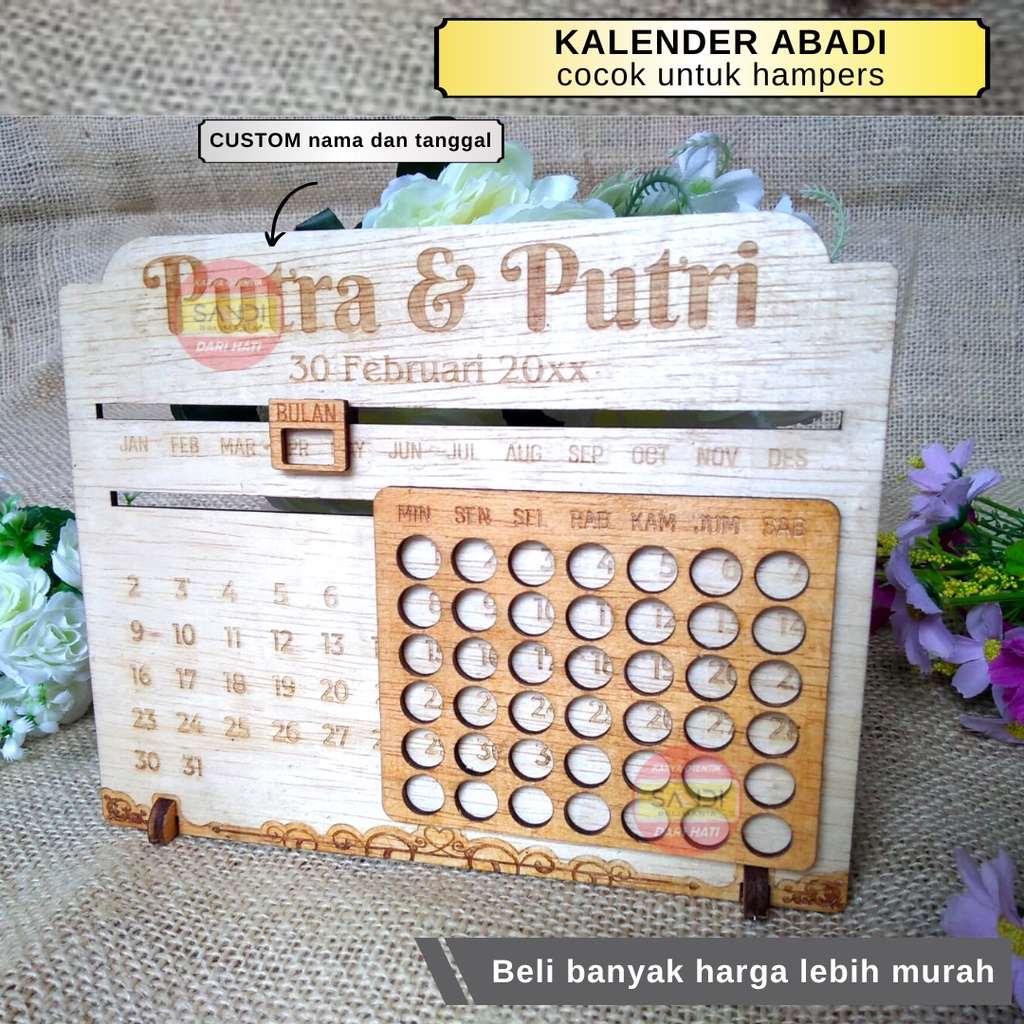 Jual Kalender abadi plywood / Perpetual Calendar Plywood / Kalender ...