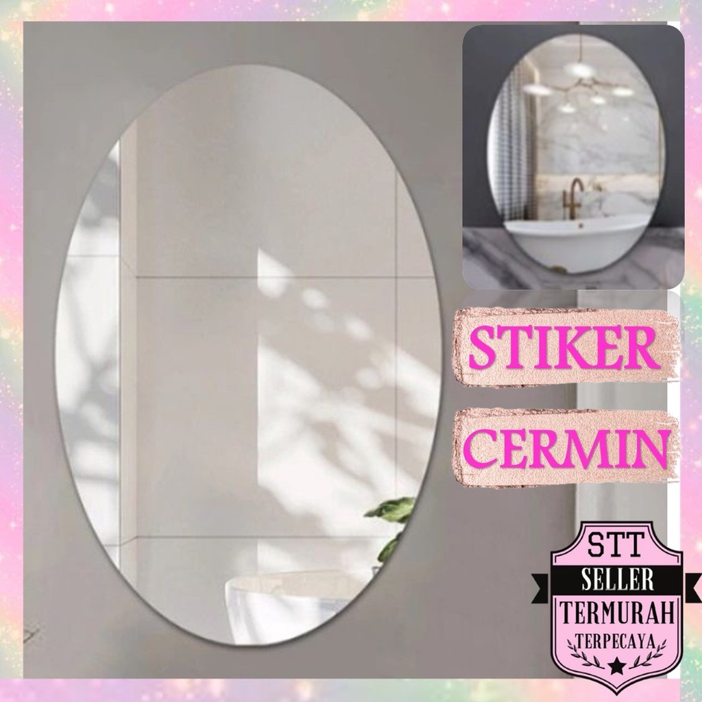 Jual Stiker Cermin Kaca Dinding Oval Anti Pecah 27 X 14.5 CM Acrylic ...