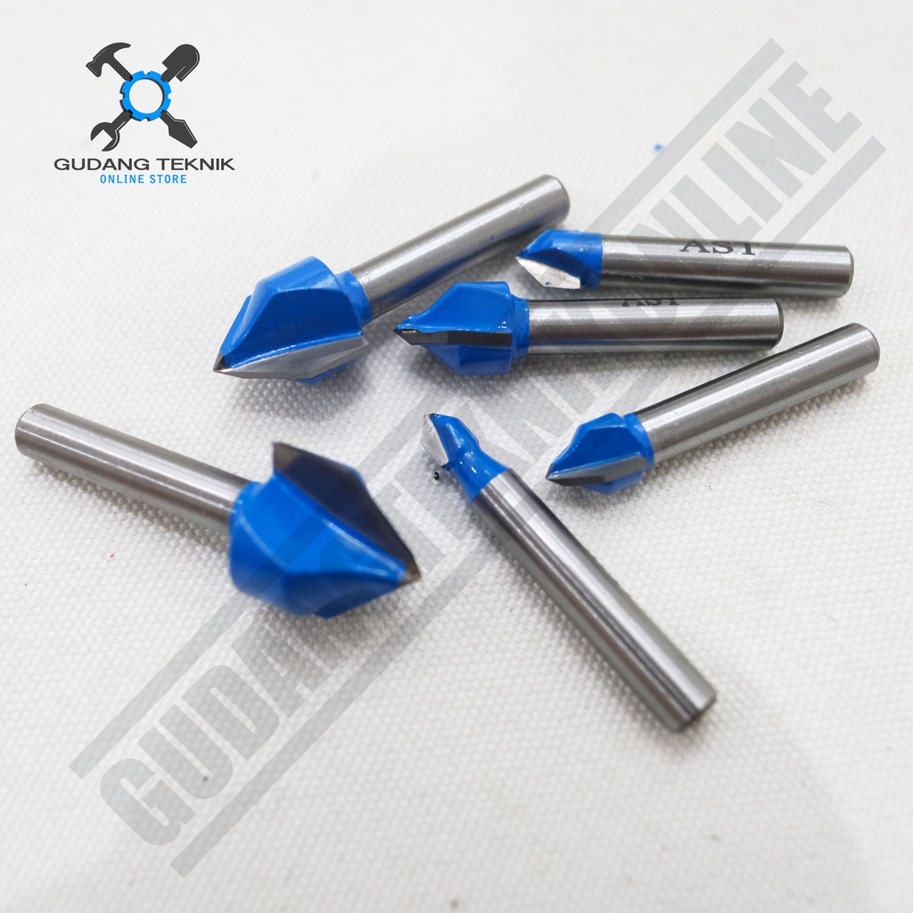 Jual Mata Profil Kayu V GROOVING BIT AST 1/4" x 6mm 8mm 10mm 12mm 16mm ...