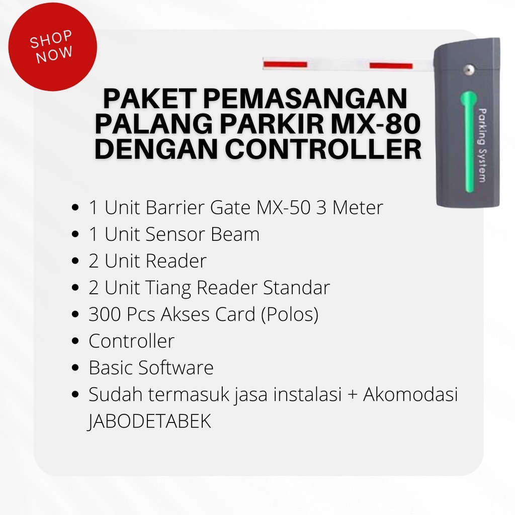 Jual Paket Pasang Palang Parkir Otomatis Mx-80 Dengan Controller 