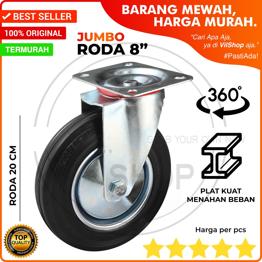 Jual RODA ETALASE CASTER WHEEL 8 INCH 20 CM RODA STEALING STELING ...