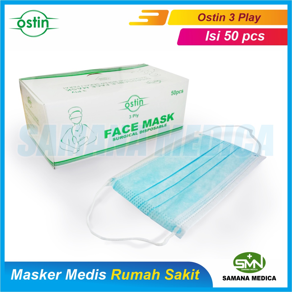 Jual Masker Medis Rumah Sakit OSTIN 3 PLY Isi 50 Pcs Promo Murah Kualitas bagus Izin Kemenkes ...
