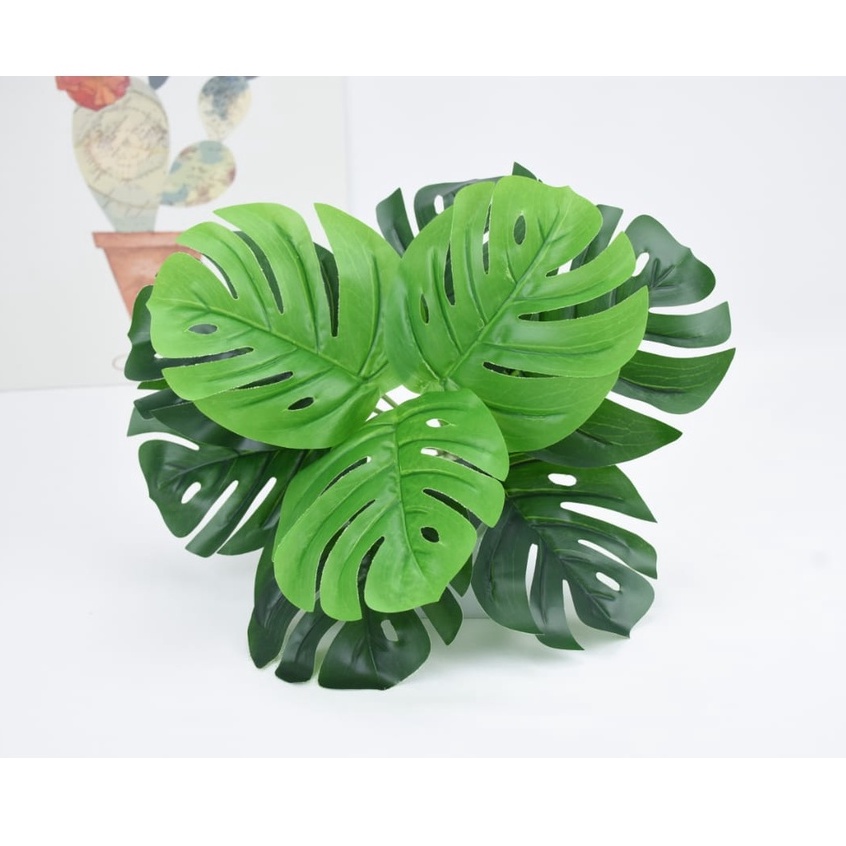 Jual Bunga plastik Daun Monstera :) 9 tangkai Daun hias dekorasi ...