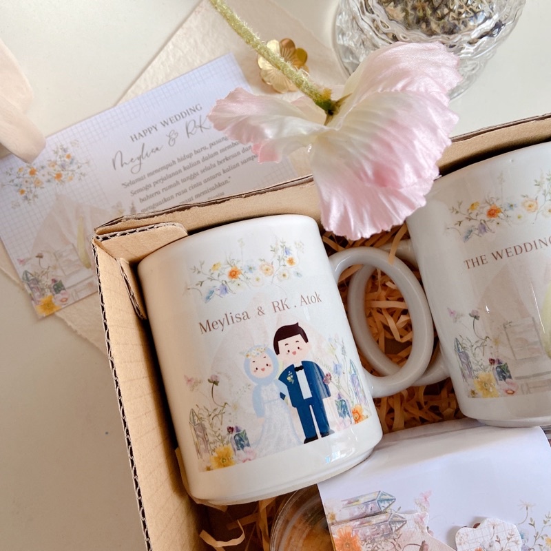 Jual MUG GELAS CUSTOME/MUG KARAKTER /HADIAH NIKAH/WEDDING HAMPERS/ KADO ...