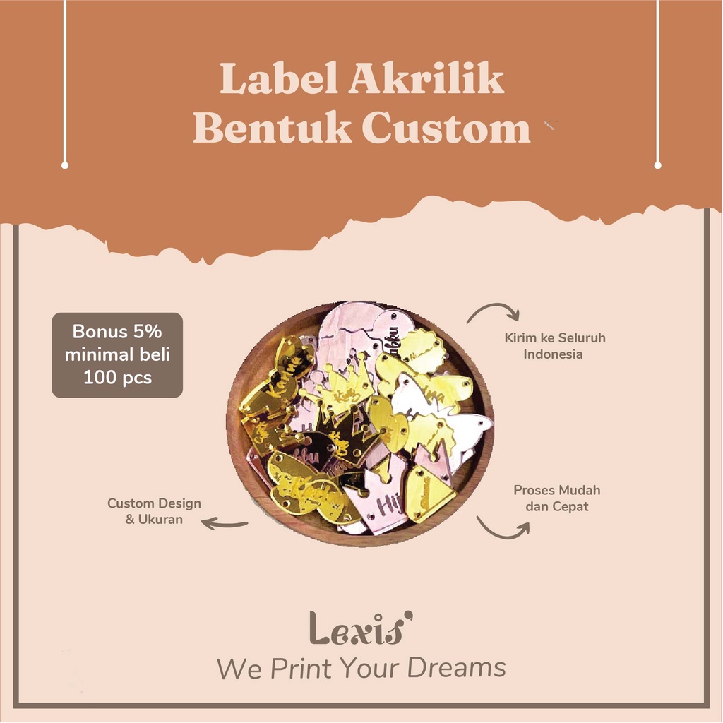 Jual Label Produk Akrilik Bentuk / Rebranding Untuk Hijab / Label Merk ...