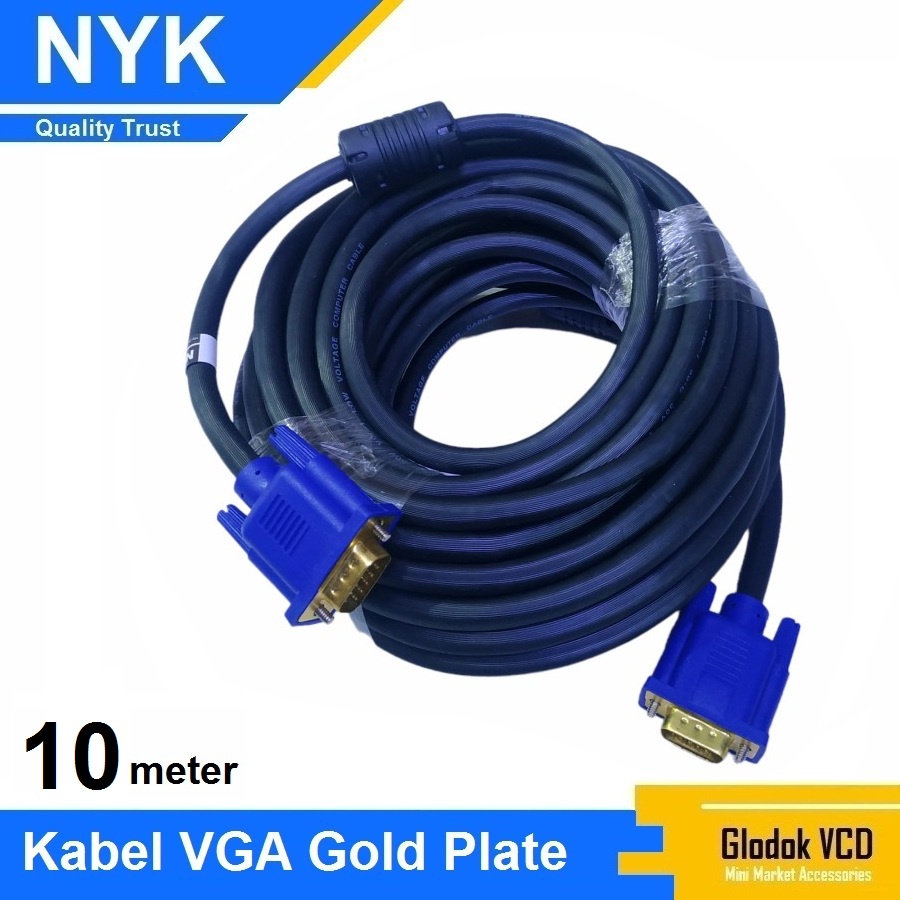 Jual NYK Kabel VGA 10M Gold Plate Male to Male | Shopee Indonesia