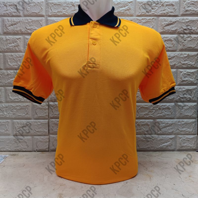 Jual Kaos poloshirt seragam kerah kombinasi | Kaos kerah pria polos Kuning Gold | Shopee Indonesia