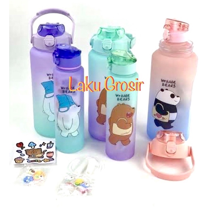 Jual Botol minum pelangi viral motif Panda Bear 2 in 1 - 2L dan 800mL ...