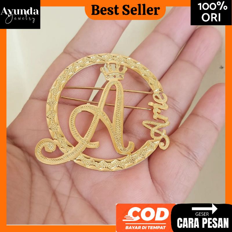 Jual Bros Nama custom lapis emas Bros hijab Bros Bros custom | Shopee ...