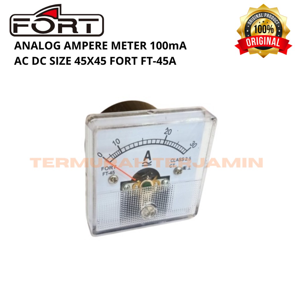 Jual ANALOG AMPER METER 100mA AC DC SIZE 45 x 45 FORT FT-45A-100 ...