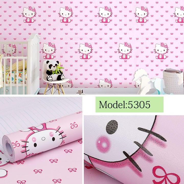 Jual Proses sekarang--WALLPAPER DINDING ukuran 45 cm x 10 M Motif HELLO KITTY PITA PINK Helo ...