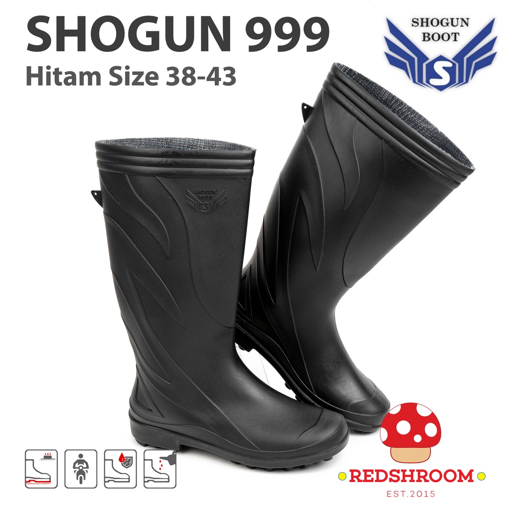 Jual Sepatu Boot Tinggi SHOGUN 999 Hitam Boots Sol Pul Pool Lokal ...
