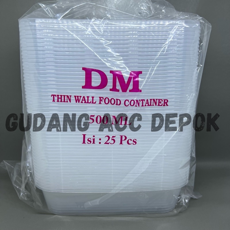 Jual THINWALL DM 500ML 650ML 750ML 1000ML ISI 25 PCS / THINWALL KOTAK MAKAN PLASTIK PANJANG ...