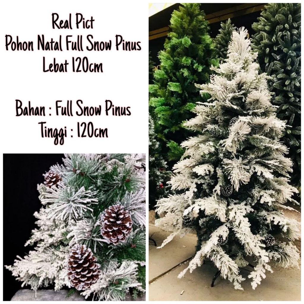Jual Pohon Natal Full Snow Pinus Lebat 120cm Pohon Natal Murah dekorasi ...