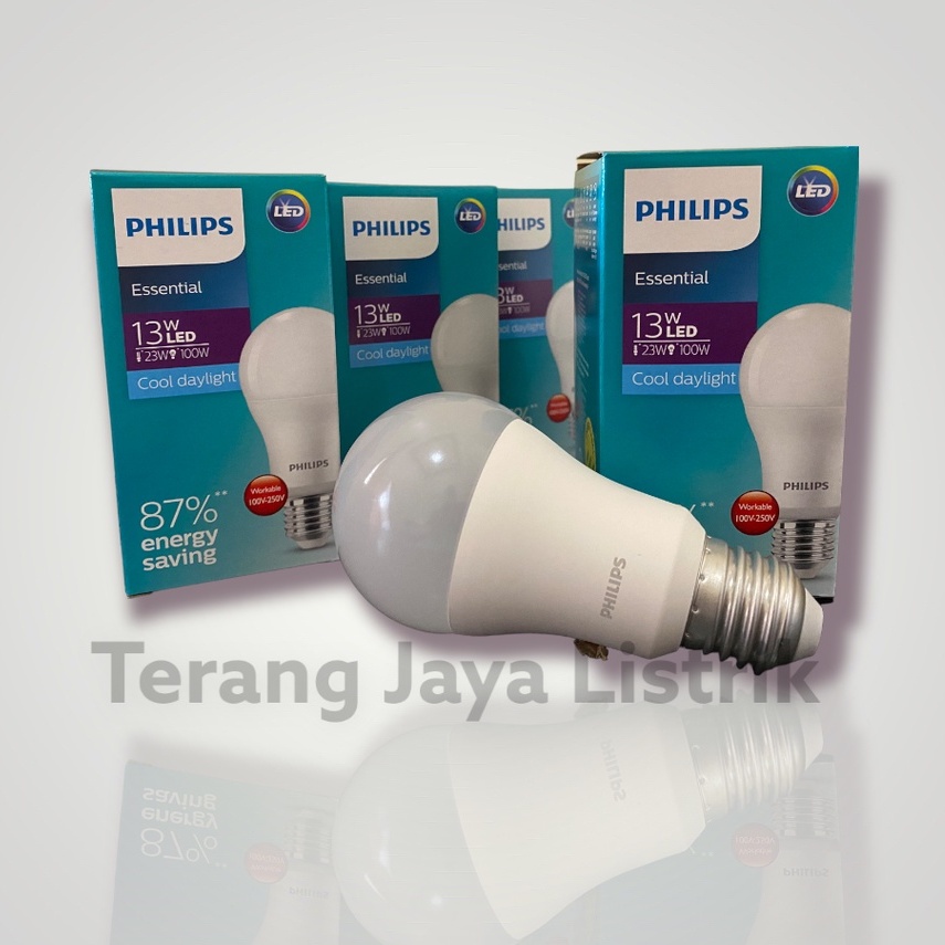 Jual Lampu LED bulb Philips 13 watt Essential putih Cool daylight 13w E27 | Shopee Indonesia