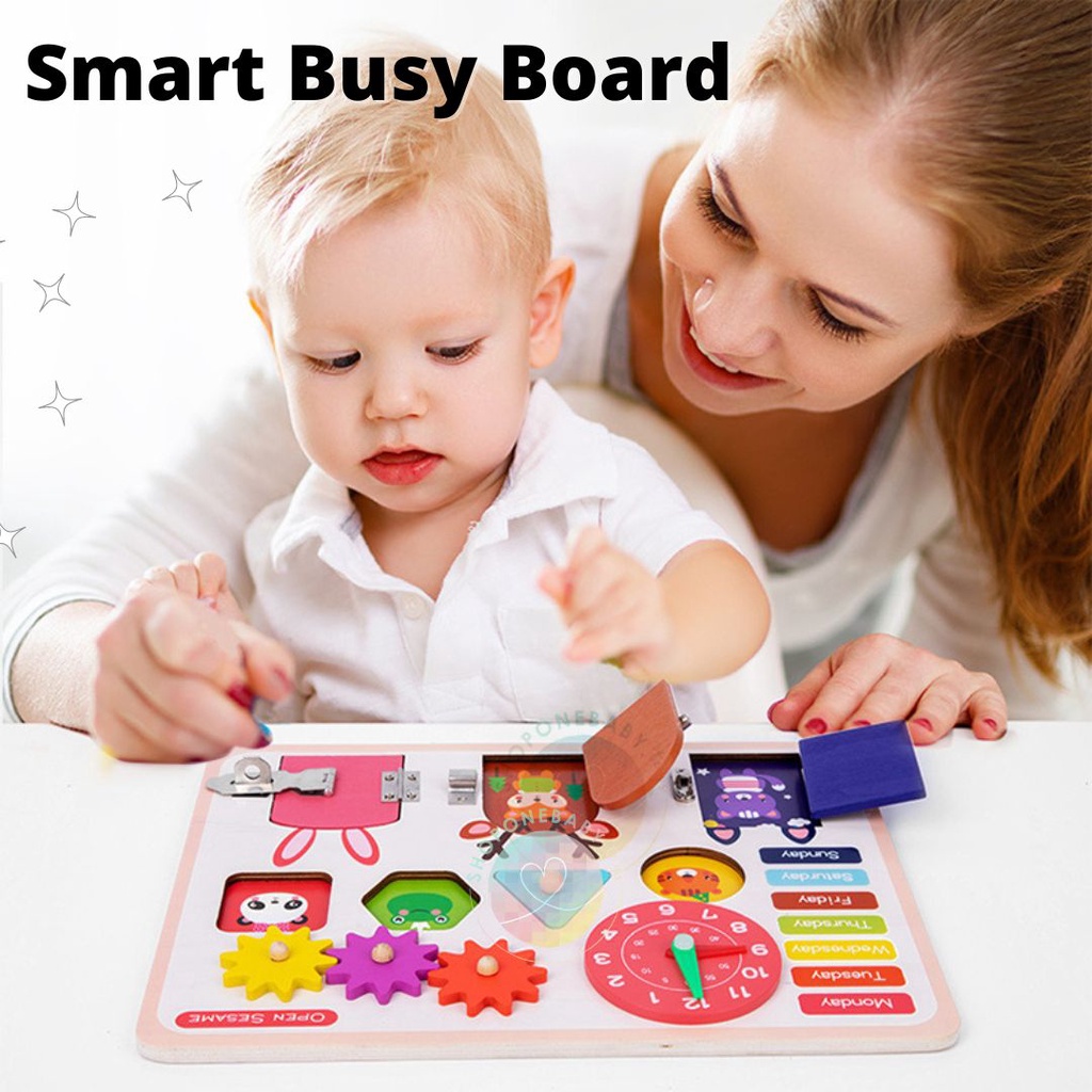 Jual INSTAN Wooden Montessori Busy Board for Toddlers, Sensory Learning ...