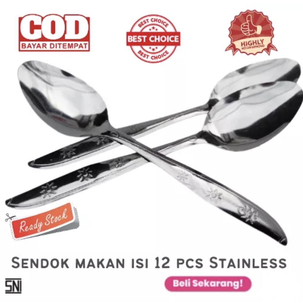 Jual [BISA COD] DISKON Sendok Makan Isi 12 pcs Stainless Tebal 888 18gr ...