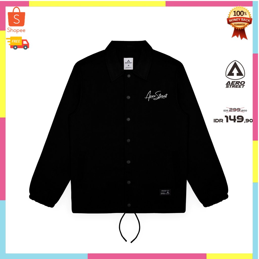 Jual PROMO Aerostreet Coach Jacket Hysteria Hitam Jaket DAAAA | Shopee ...