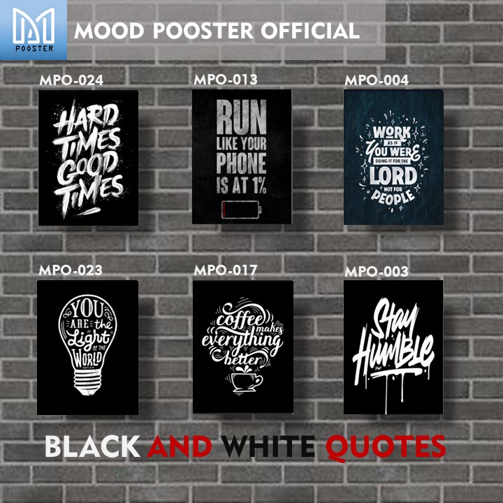 Jual POSTER KATA KATA QUOTES BAHASA INGGRIS EDISI HITAM PUTIH | Shopee ...