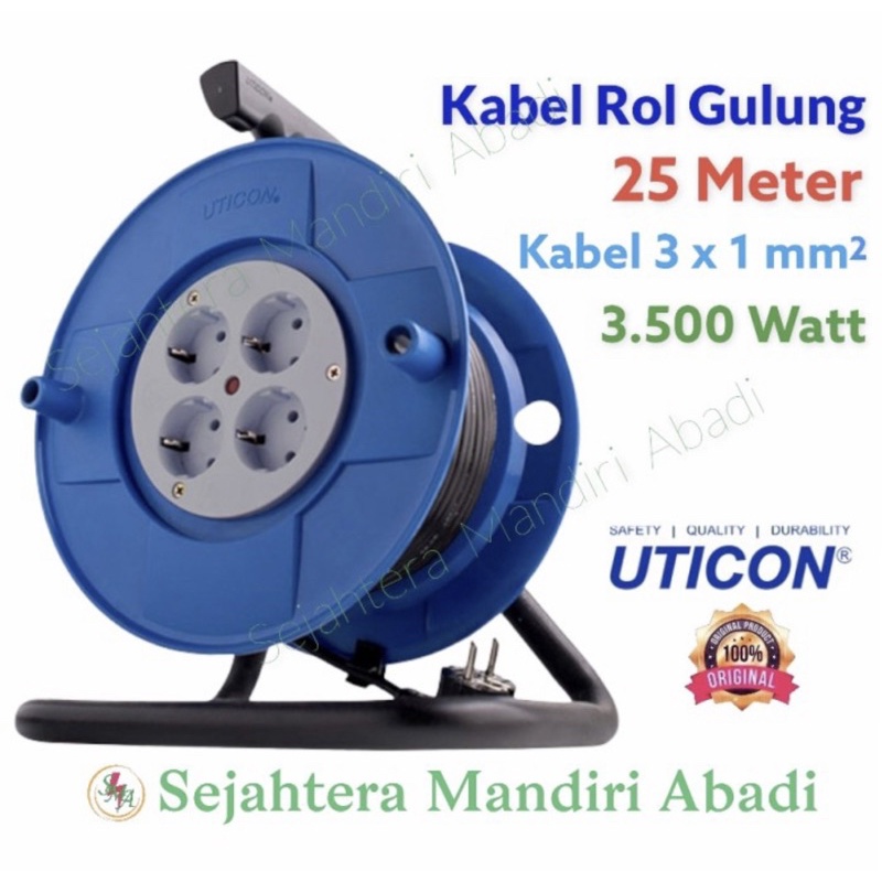 Jual Kabel Rol Kabel Roll 25 Meter Uticon Cable Reel Kabel Gulung CR ...