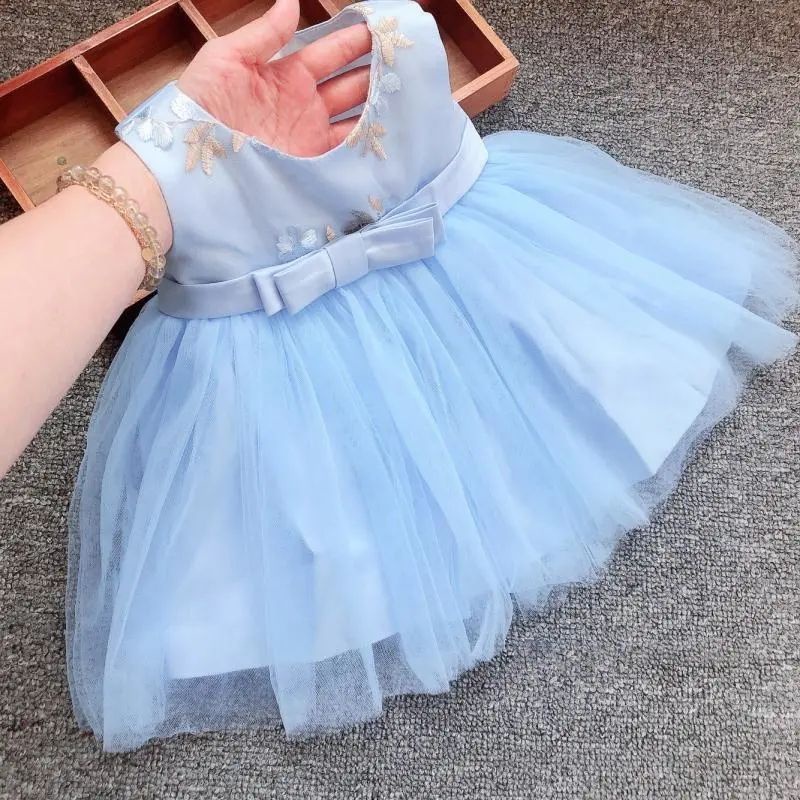 Jual babyleona dress anak peach and blue soft, gaun anak biru pink ...