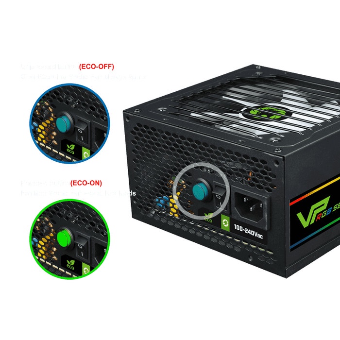 Jual GAMEMAX PSU VP800 RGB Modular 800 Watt 80+ Effeciency 80% 12cm Fan ...