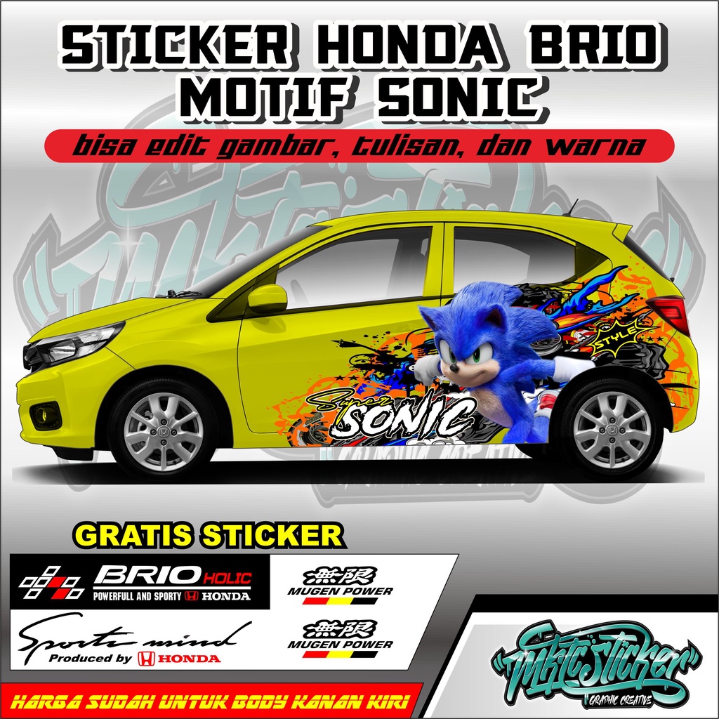 Jual STICKER HONDA BRIO NEW SATYA DESIGN SONIC BISA GANTI TULISAN ...