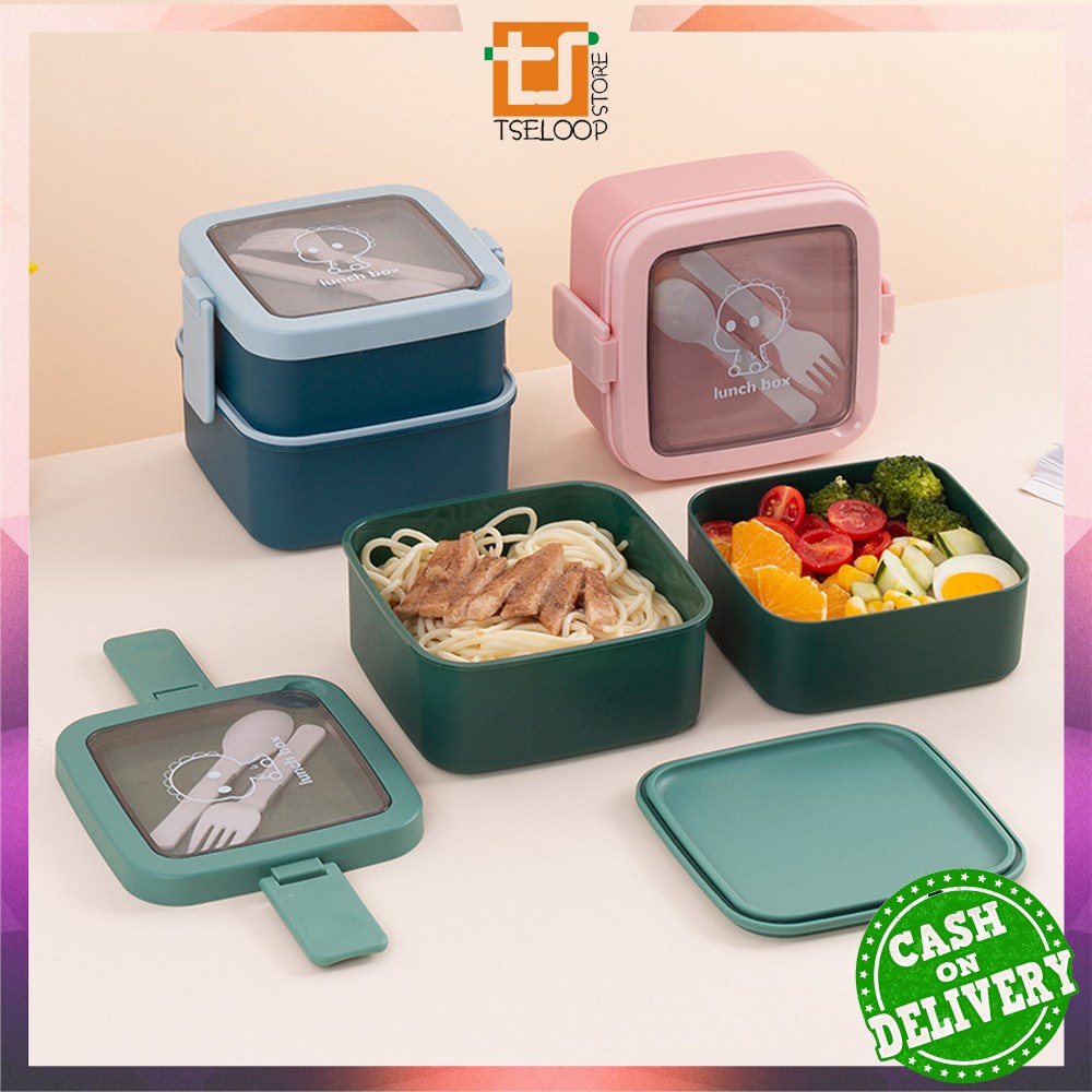 Jual OFM-C695 Lunch Box Set Tempat Makan 2 Susun Stackable BPA FREE / Kotak Bento Tingkat Dengan ...