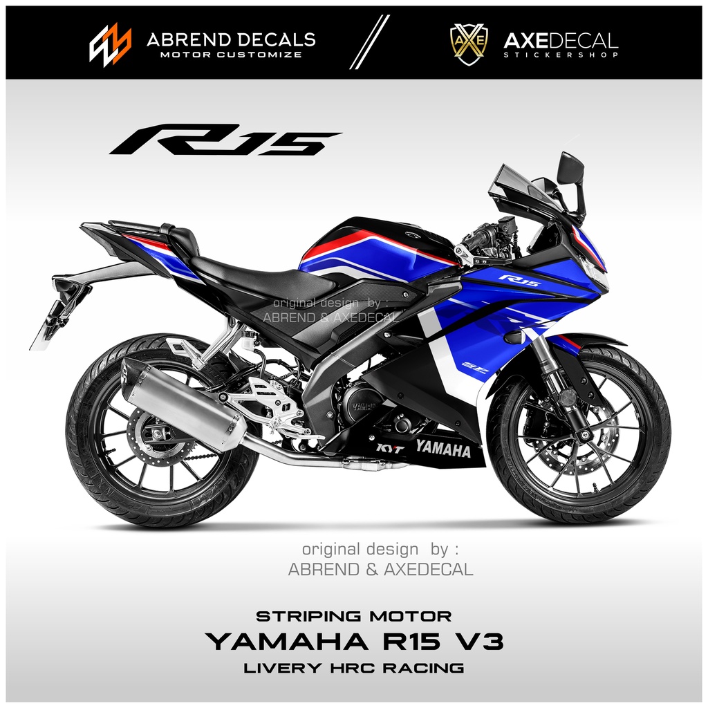 Jual STRIPING YAMAHA R15 V3 HRC TRI COLOR RACING / STIKER MOTOR R15 V3 ...