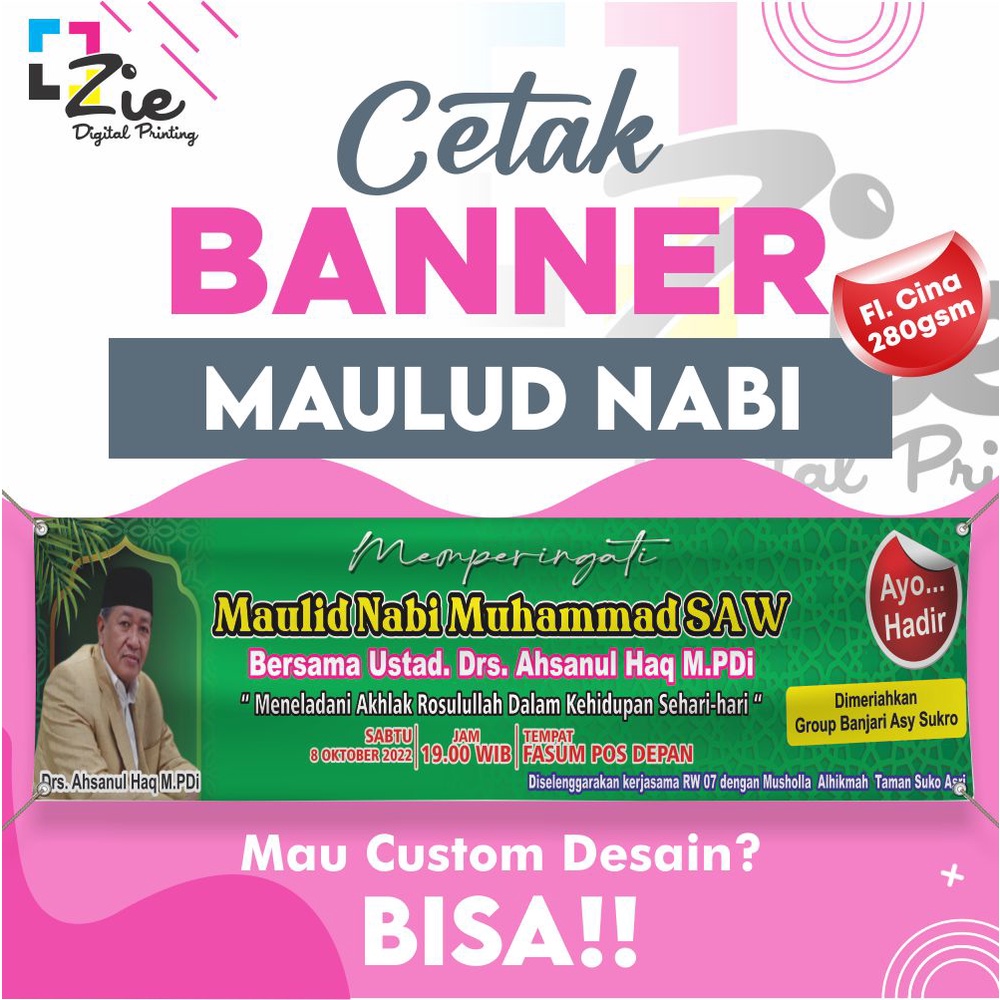 Jual Cetak Banner Maulid Nabi Frontlite Bahan Flexi 280gr Spanduk ...