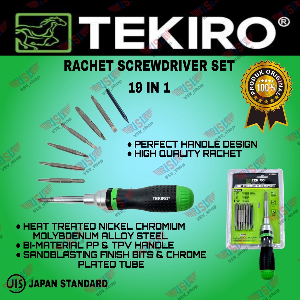 Jual TEKIRO Obeng Set 19 in 1 Obeng Rachet Screwdriver Set 19in1 ...
