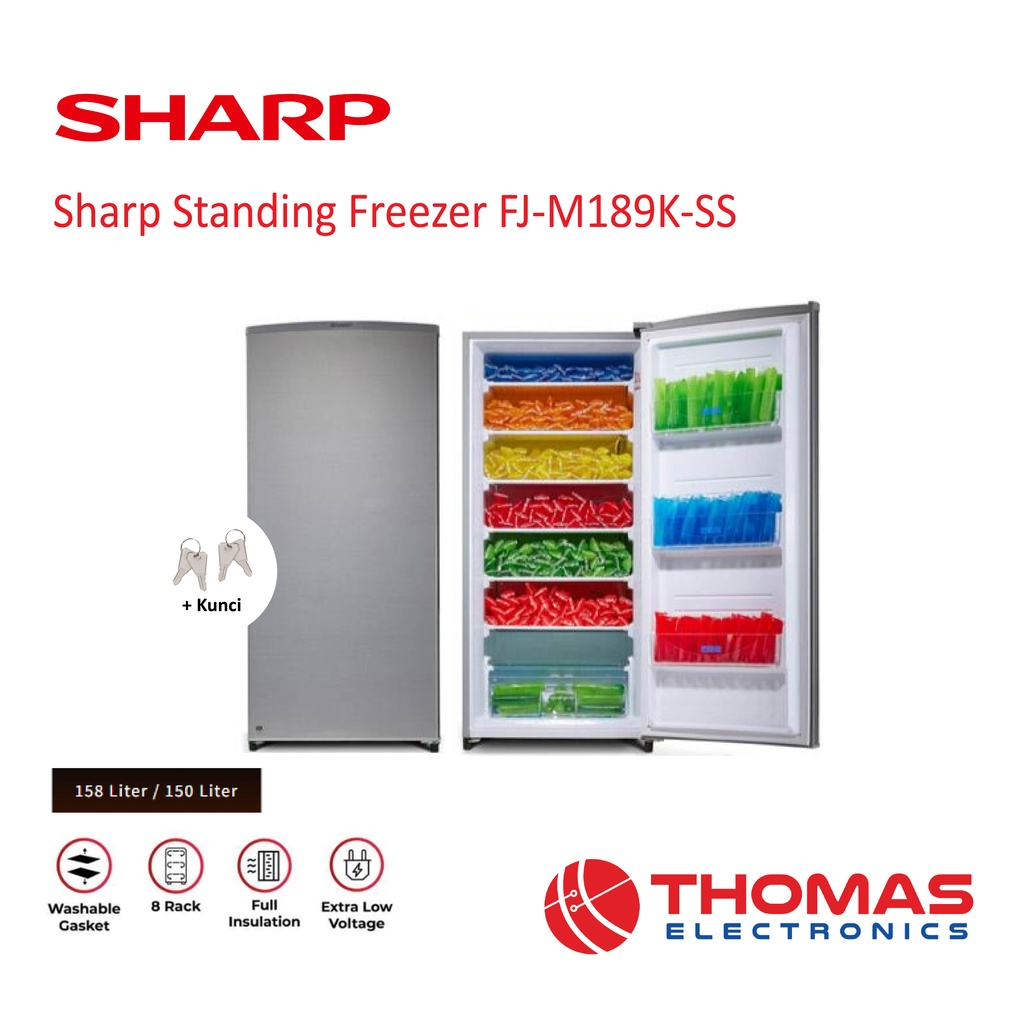 Jual Sharp Standing Freezer FJ-M189K-SS 158 Liter GARANSI Resmi ...