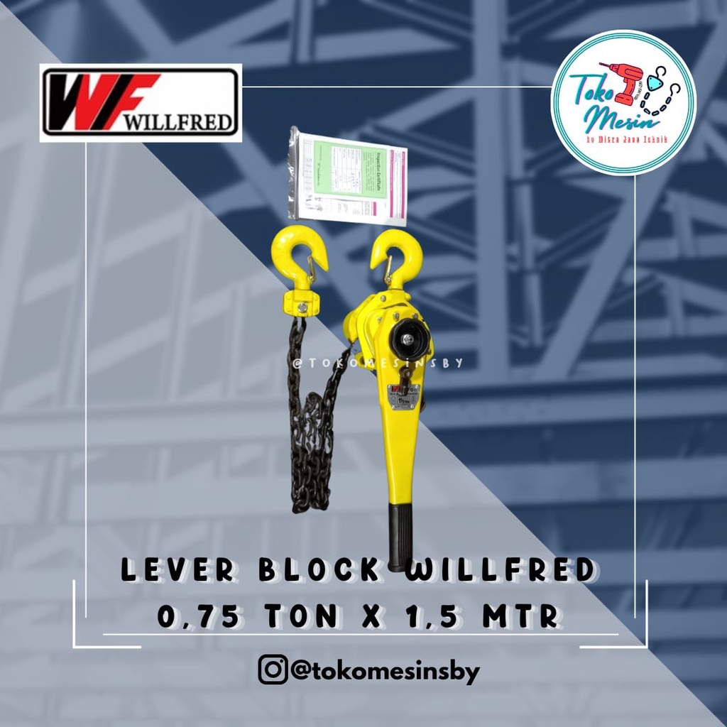 Jual LEVER BLOCK 0,75 TON X 1,5 METER WILLFRED / MANUAL LEVER HOIST 0 ...