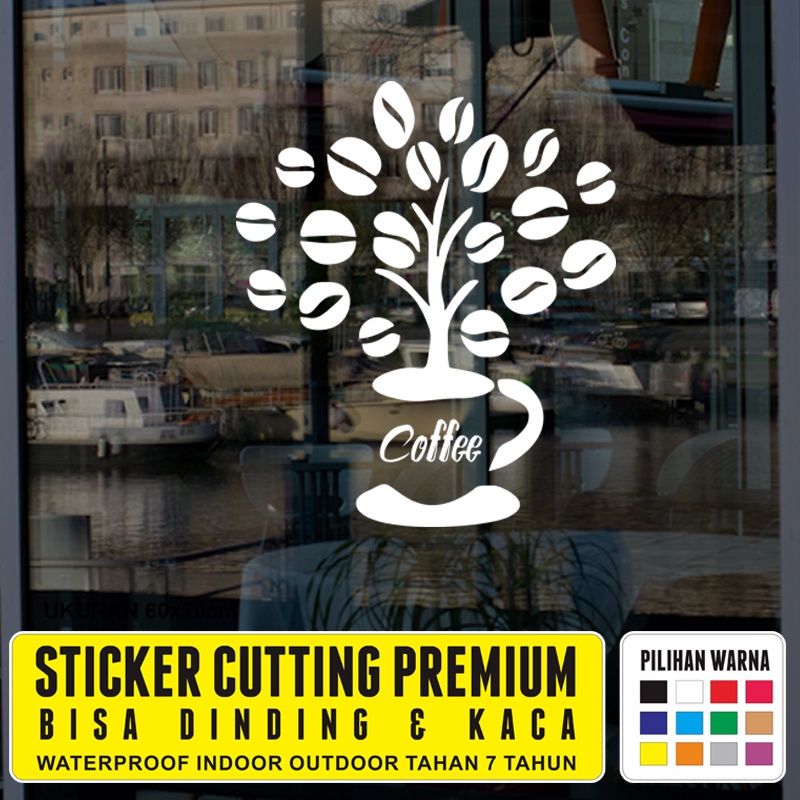 Jual Dekorasi Cafe Stiker Kaca Dinding Pohon Kopi Coffee Shop Cutting ...