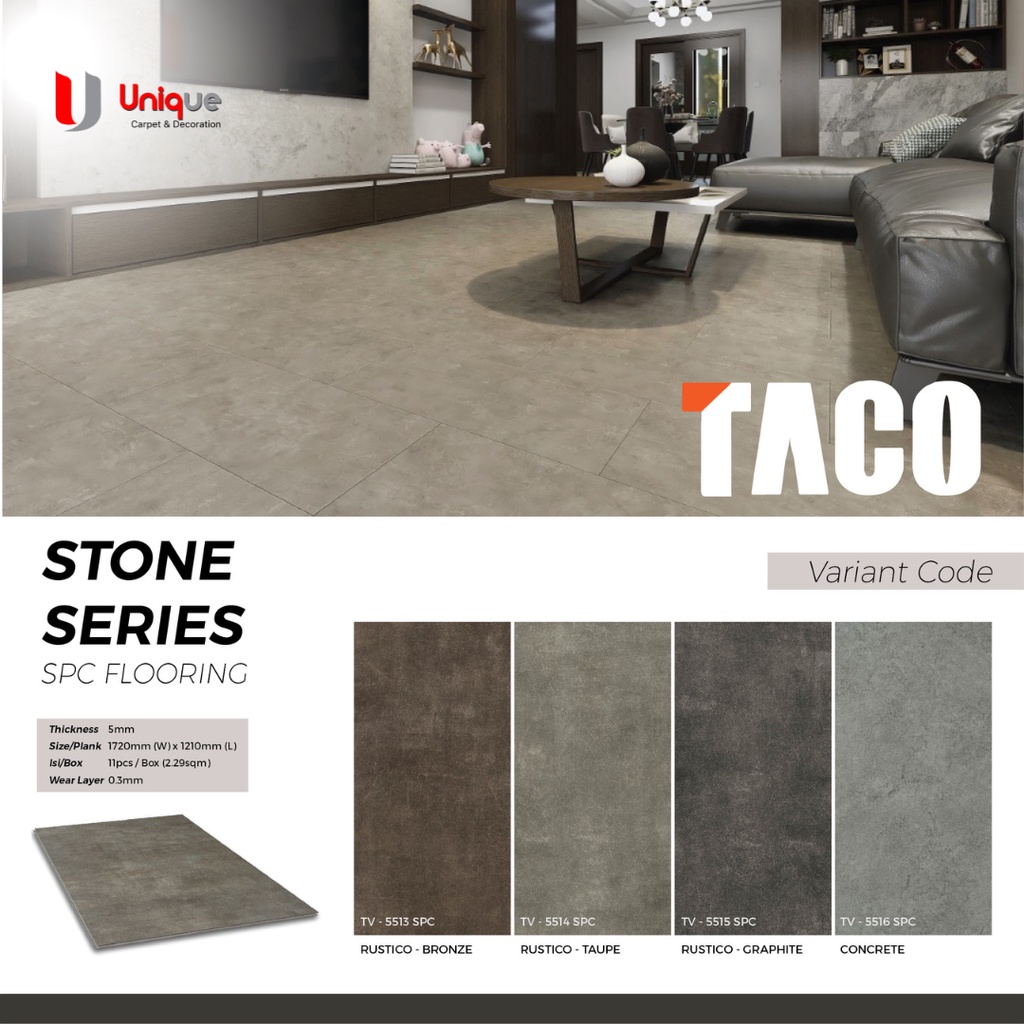 Jual TACO SPC Flooring 5mm Stone Series / Lantai SPC Taco Sistem Click ...