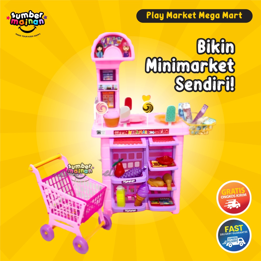 Jual Mainan Anak Perempuan Play Market Mega Mart Keranjang Trolly By ...