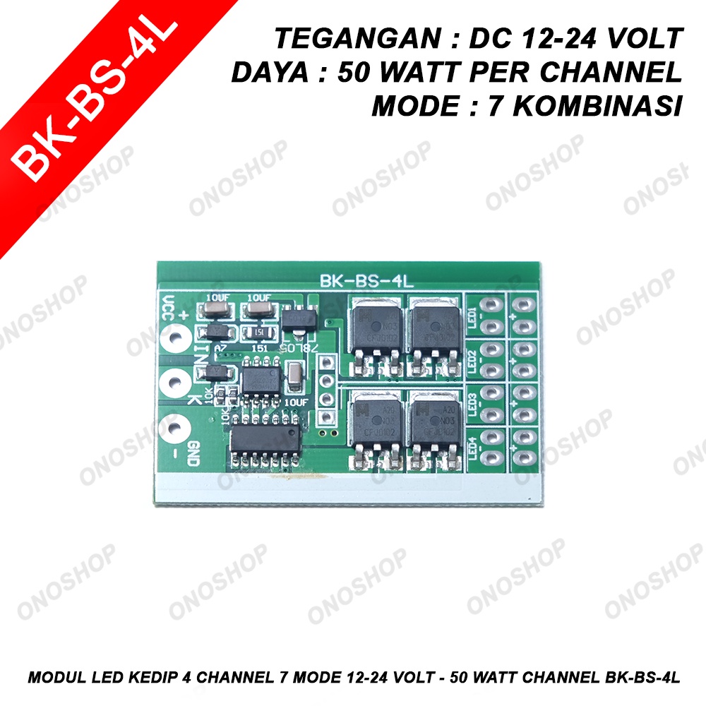 Jual Modul LED Kedip 4 Channel 7 Mode 12-24 Volt - 50 Watt Channel BK-BS-4L | Shopee Indonesia