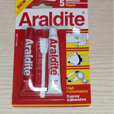 Jual LEM BESI ARALDIT ARALDITE MERAH EPOXY 5 MENIT RESIN+HARDENER ...